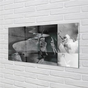 akrylový obraz Sky černá a bílá lidé 125x50 cm