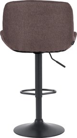Sada 2 barových židlí Solon černá konstrukce látka – tmavě hnědá