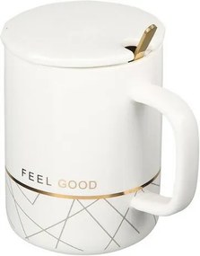 Altom Porcelánový hrnek Modern Feel s víkem 350 ml, bílá