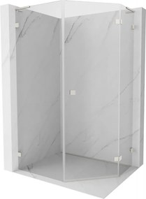 Mexen Lunar, L pravý výklopný pětiúhelníkový sprchový kout 90x100 cm, 8mm čiré sklo, ocelový profil, 831L-090P-100L-97-00-P