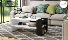 Casarredo Konferenční stolek s regálem NEFRI 100x55 cm bílá/černá