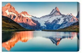Obraz Jezero Ve Švýcarských Alpách Nedostatek Nedostatek Přírodní plátno 100x70