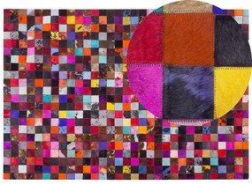 Pestrobarevný patchwork kožený koberec 160x230 cm ENNE Beliani