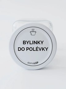Samolepka na kořenky BYLINKY DO POLÉVKY průhledná 5 cm tučné písmo