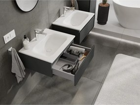 Mexen Rivel, koupelnová skříňka 60 cm s umyvadlem Vela, 1 zásuvka, drážkovaná, grafitová matná/bílá matná, 91A20-06023-1-BF66-W23M01