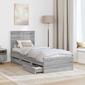 Rám postele s čelo Šedá Sonoma 75 x 190 cm Inženýrské dřevo 3410761