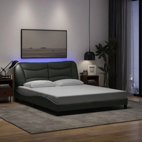 Rám postele s LED bez matrace Hvar Tmavě šedá 160x200 cm Látka 3213712