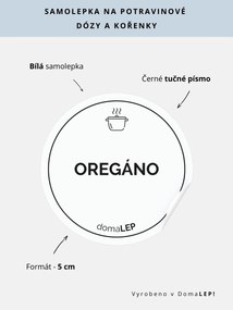 Samolepka na kořenky OREGÁNO bílá 5 cm tučné písmo