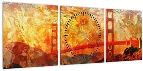 Obraz - Golden Gate, San Francisco, Kalifornie (s hodinami) (90x30 cm)