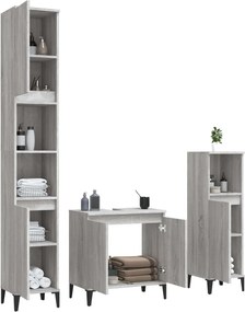 3dílný set koupelnového nábytku šedý sonoma kompozitní dřevo 3185595