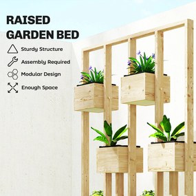 Outsunny dřevěný vyvýšený truhlík s mřížkou, 90 × 45 × 170 cm — pro popínavé rostliny, balkon a terasu