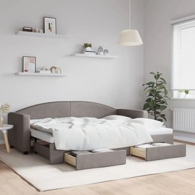 Válenda s přistýlkou a zásuvkami taupe 80 x 200 cm textil 3197222