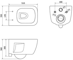 Mexen MARGO Rimless, závěsná wc mísa, 51 x 35 cm, bílá, 3342XX00