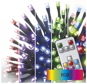 Světelný řetěz emos led vánoční řetěz, 12 m, venkovní i vnitřní, rgb, ovladač, programy, časovač
