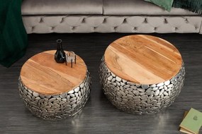 Set konferenčních stolků Mauricio, stříbrný / mango
