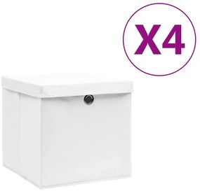 Úložné boxy s víky 4 ks 28 x 28 x 28 cm bílé 325208