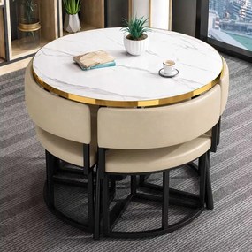 LuxuryForm DESIGN Jídelní set MONTE 4+1 - latte / bílý