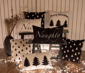 Bílo-černý povlak na polštář se stromky Believe Black&White X-Mas - 30*50 cm