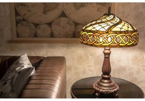Hnědá stolní lampa Tiffany Gerhard – 34x58 cm