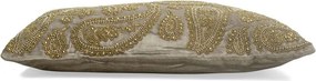 Béžový sametový polštář s ornamenty Paisley beige - 45*15*35cm