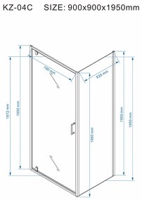 BPS-koupelny Čtvercový sprchový kout HYD-SK1390B 90x90 chrom/transparent + vanička HYD-SSV-RIKO černá