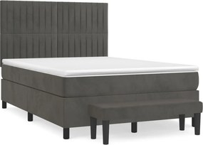 Box spring postel s matrací tmavě šedá 140x200 cm samet 3137966