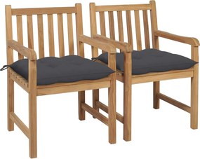 Zahradní židle 2 ks antracitové podušky masivní teak 3062745