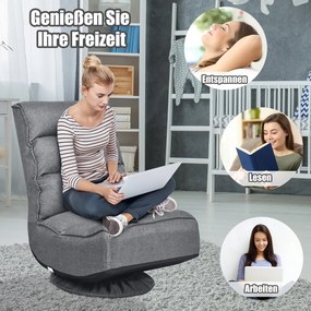 Costway Relaxační křeslo, polohovatelné, skládací křeslo, otočné – šedá