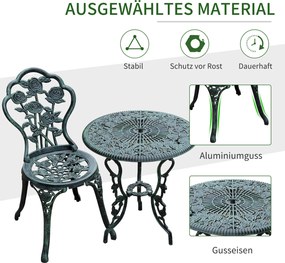 Outsunny bistro set 3-dílný zahradní set starožitně zelený litý hliníkový zahradní nábytek na balkon a terasu | Aosom.de