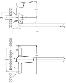 Aqualine - Umyvadlová/vanová baterie LOTTA lesklý chrom