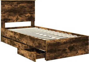 Rám postele s čelo Kouřový dub 90 x 200 cm Inženýrské dřevo 3409507