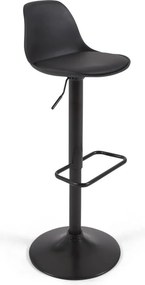 Matně černá barová židle s nastavitelnou výškou z imitace kůže (výška sedáku 60 cm) Orlando-T – Kave Home