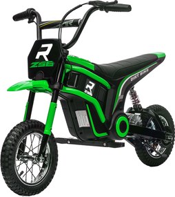 HOMCOM Elektrická Motorka pro Děti s Motorem 24V 350W, Rychlost 8-16 KM/H, 12 Palcové Pneumatické Pneumatiky, S Hudbou a Světly, Moto Kros pro Děti 8-