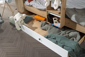 Patrová postel SMART 2 Abika 94,4/165/254,4 barevné provedení: dub artisan-černý mat-bílé úchyty