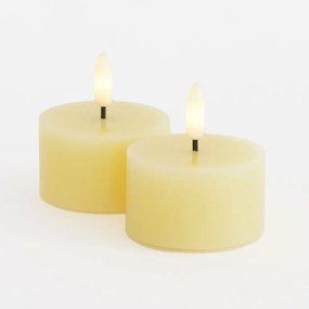 Sada LED čajové svíčky na baterie Sille Tealight, Ø 6 × 3,4 cm, světle žlutá, z pravého vosku, 2 kusy