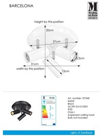 Černé nástěnné svítidlo Markslöjd Barcelona Tres