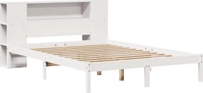 Postel s knihovnou bez matrace bílá 135x190 cm masivní borovice 3321535