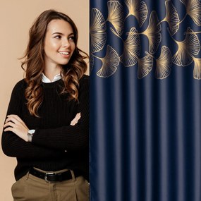 ZATEMŇOVACÍ ZÁVĚS NA KROUŽCÍCH HARMONY 140X250 CM NÁMOŘNICKÁ MODRÁ