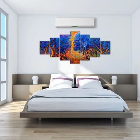 Obraz - Podzimní koruny stromů, moderní impresionismus (210x100 cm)