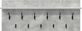 věšák, nástěnný, 1 prkno, háčky, kompozitní dřevo, 40x100x12 cm, beton šedá, Dekorino TK20260019