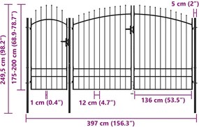 Zahradní brána Woerden ocel 1,95 x 4 m černá 144366
