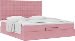 Osmanský rám postele s matrací růžová 200x200cm samet 3313642