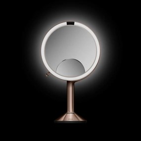 Kosmetické zrcátko Simplehuman Sensor TRIO, LED osvětlení, 1x/5x/10, dobíjecí, rose gold