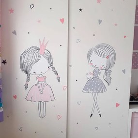 INSPIO Dětské samolepky na zeď - Víly v šedo-růžové barvě