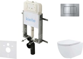 kielle Genesis New - Set předstěnové instalace, klozetu Oudee, Vortex Rimless+, sedátka softclose a tlačítka Gemini New III, lesklý chrom 30502SZ08