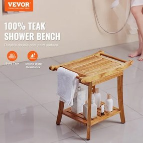 Teaková sprchová lavice 55,9 × 36,6 × 47 cm dřevěná židle do koupelny do sprchy