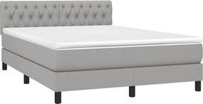 Box spring postel s matrací a LED světle šedá 140x190 cm textil 3133389