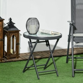 Klappbarer Beistelltisch, Outdoor-Klapptisch, mit Tischplatte aus gehärtetem Glas, für Terrasse, 45 x 45 x 50 cm, Weiß