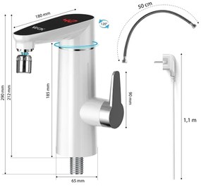 Průtokový ohřívač vody s LED displejem 3000W/230V IPX4 bílá