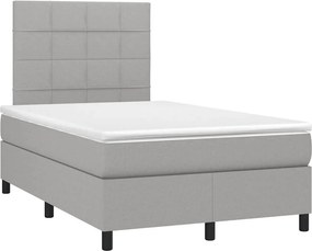 Box spring postel s matrací a LED světle šedá 120x200 cm textil 3134861